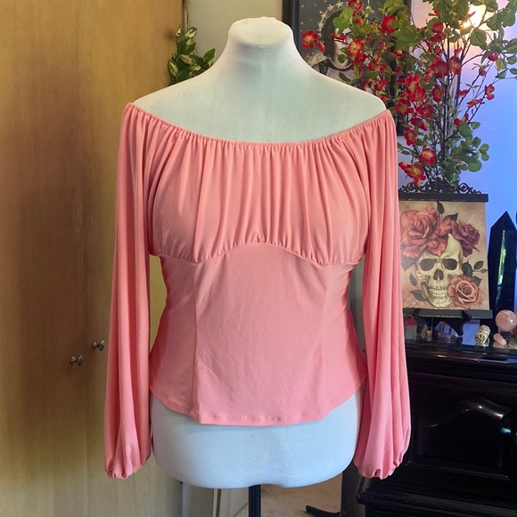 Pinup Couture | Tops | Pinup Girl Peasant Blouse In Blush Pink 2x ...